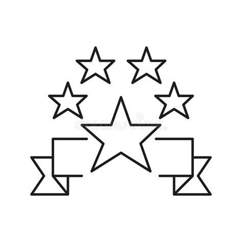 Five Star Rating Line Icon Quality Assurance Customer Satisfaction
