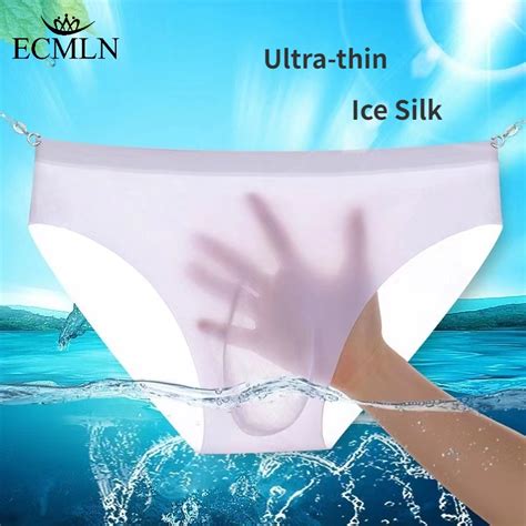 Ecmln Men Ice Silk Seamless Briefs Ultra Thin Breathable Stretchable