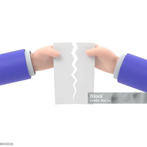 남성의 손이 빈 종이를 찢고 있다 플랫 디자인 스타일의 3d 그림입니다 사업가의 손에 찢어진 백지 고용 종료 웹 프로젝트용