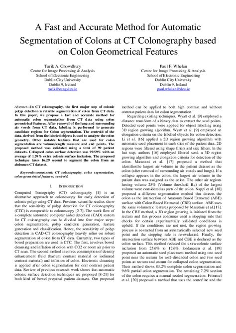 pdf a fast and accurate method for automatic segmentation of colons