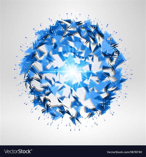 Blue Polygonal Sphere Explosion Royalty Free Vector Image