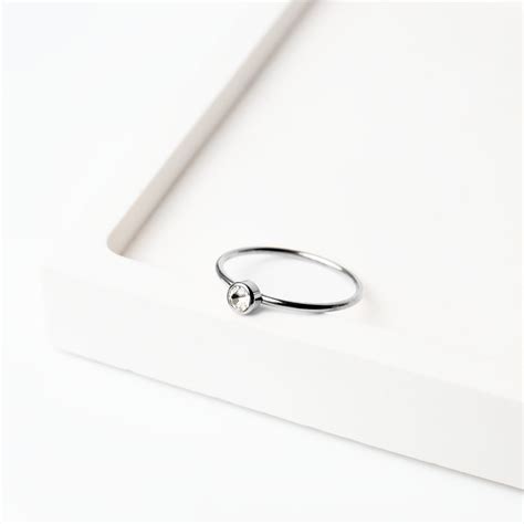 Collette Waterproof Solitaire Stacking Ring Grayling