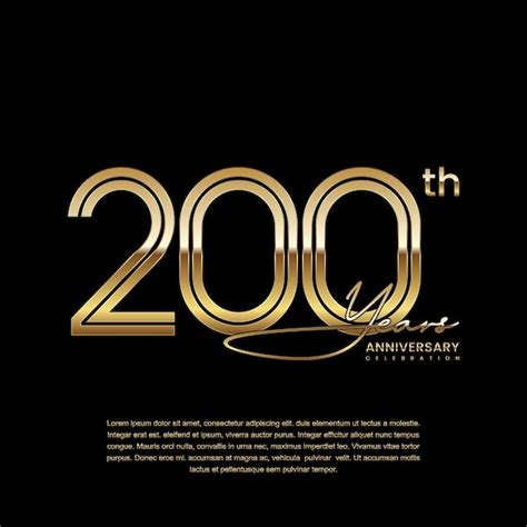 Premium Vector Template Design With Double Line Number Style In Gold Color For 200 Year