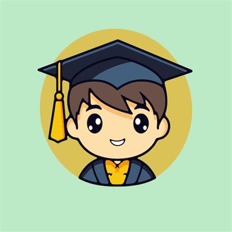 Niño Con Ilustración De La Gorra De Graduación Vector Premium