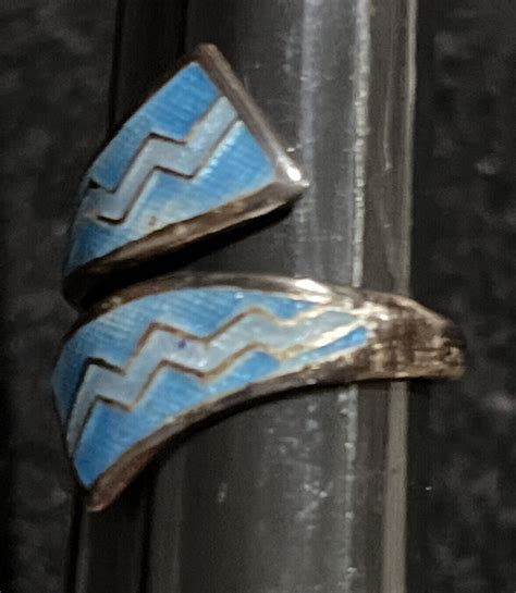 Amco Vintage Crossover Bypass Enamel Sterling Silver … Gem