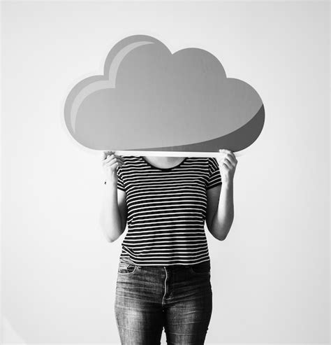 Free Photo Woman Holding A Cloud Network