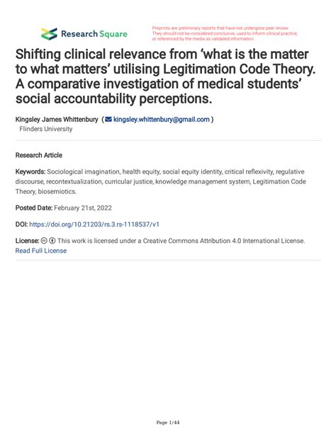 Pdf Shifting Clinical Relevance From ‘what Is The Matter To What Matters Utilising