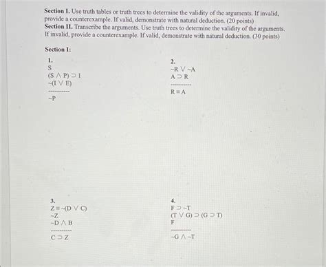 solved section 1 use truth tables or truth trees to