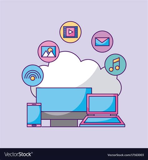 Cloud Computing Digital Laptop And Smart Phone Vector Image