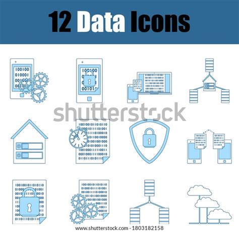 Data Icon Set Thin Line Blue Stock Vector Royalty Free 1803182158 Shutterstock