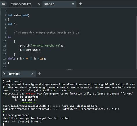 Mario Too Few Arguments To Function Call CS Stack Exchange