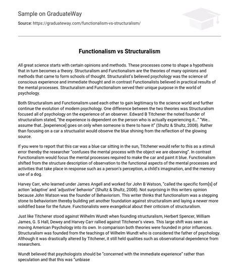 ⇉functionalism Vs Structuralism Compare And Contrast Essay Example Graduateway