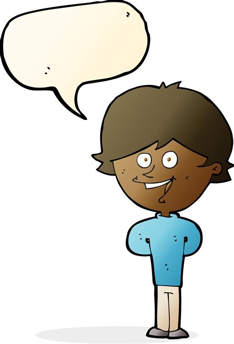 Cartoon Happy Boy With Speech Bubble 12308977 Vector Art At Vecteezy