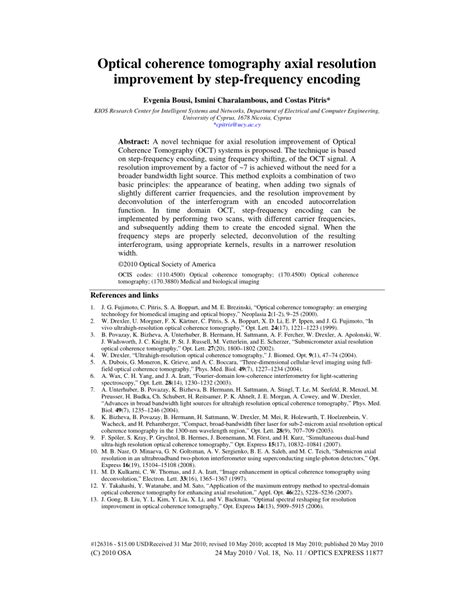 Pdf Optical Coherence Tomography Resolution Improvement By Step Frequency Encoding