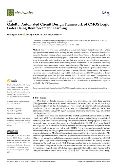 Automated Circuit Design Framework Of Cmos Logic Gates Using Reinforcement Learning Docslib