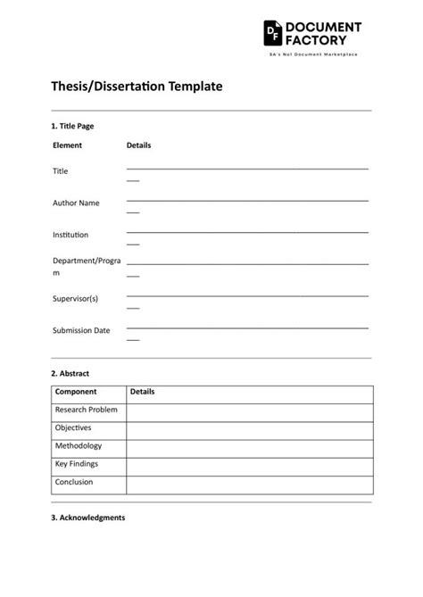 Thesisdissertation Template Document Factory