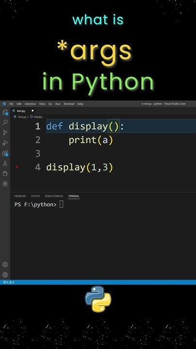 What Is The Use Of Args In Python Shorts Youtube