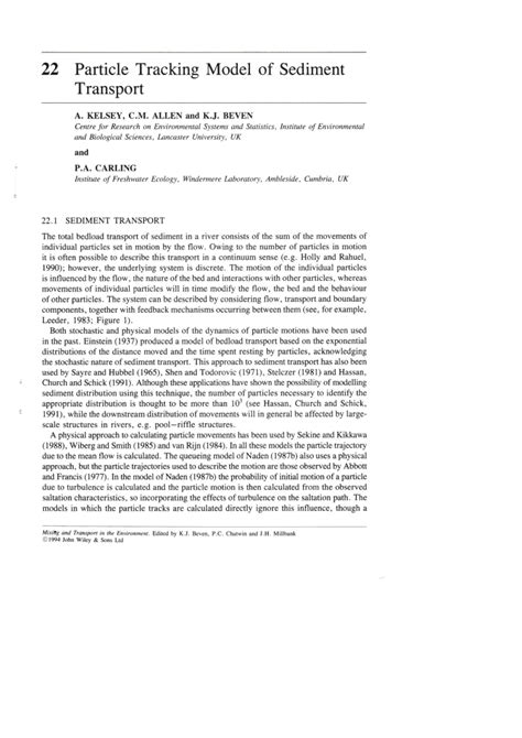 Pdf 22 Particle Tracking Model Of Sediment Transport