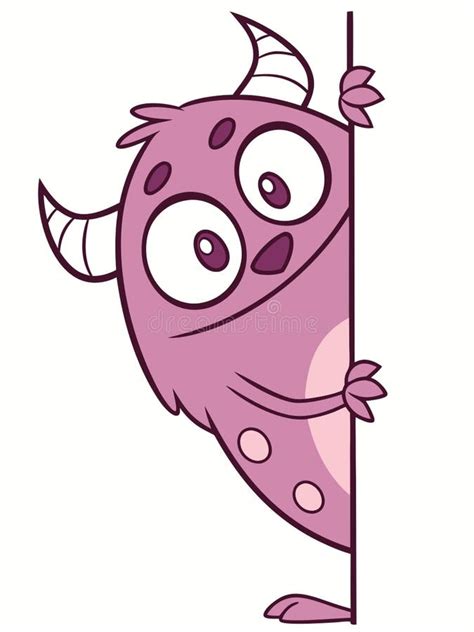 A Cute And Funny Pink Monster Peeking From Behind A Wall Or Corner