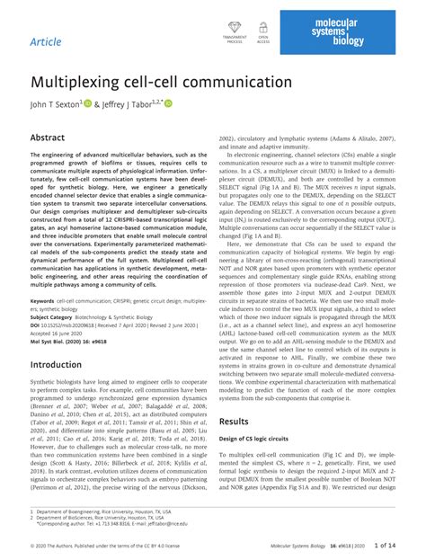 Pdf Multiplexing Cell‐cell Communication