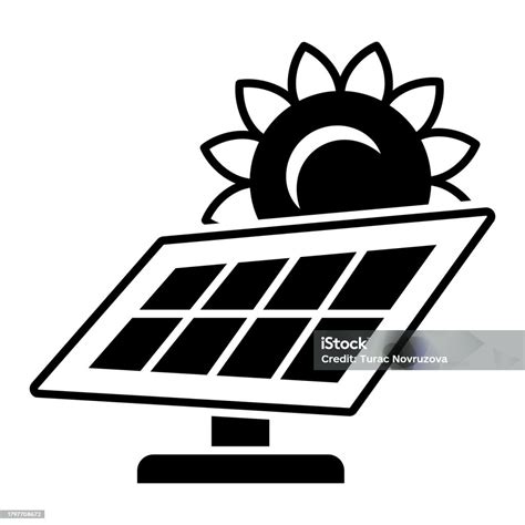 태양과 태양 전지 솔리드 아이콘 자연과 기후 개념 태양 에너지 패널 흰색 배경에 벡터 기호 글리프 스타일 아이콘 모바일 개념 웹 디자인 벡터 그래픽 검은색에 대한 스톡 벡터