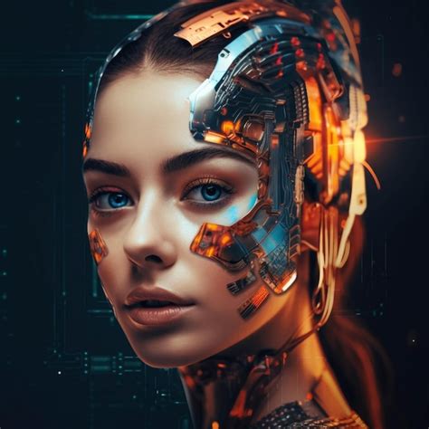 Premium Ai Image Portrait Of A Futuristic Female Robot 3d Rendering