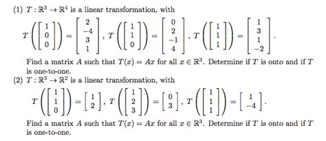 solved 1 t r3 r4 is a linear transformation with find a