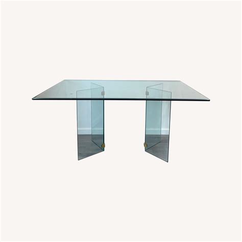 Rectangular Glass Table Gold Brackets Seats 6 Aptdeco