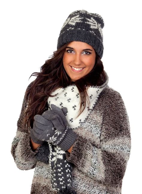 Beautiful Girl Dressed In Winter Clothing Stock Image Image Of Grey