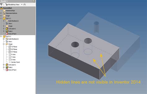 Unable To See Hidden Lines From Other Parts In Inventor Autodesk Community