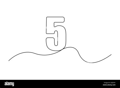 Number Five Outline Simple Black Shape Curved Line Detail Minimalist Vector Design Stock