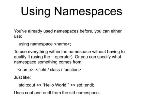 Namespaces Ppt
