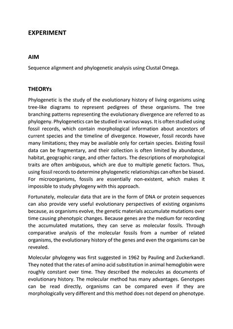 solution sequence alignment and phylogenetic analysis using clustal