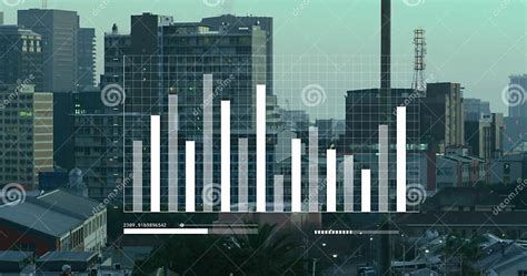 Image Of Interface With Statistical Data Processing Against Aerial View