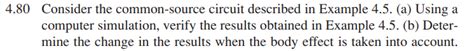 Solved 480 Consider The Common Source Circuit Described In