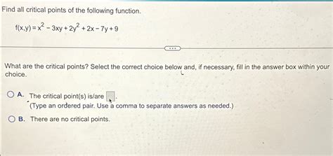 solved find all critical points of the following