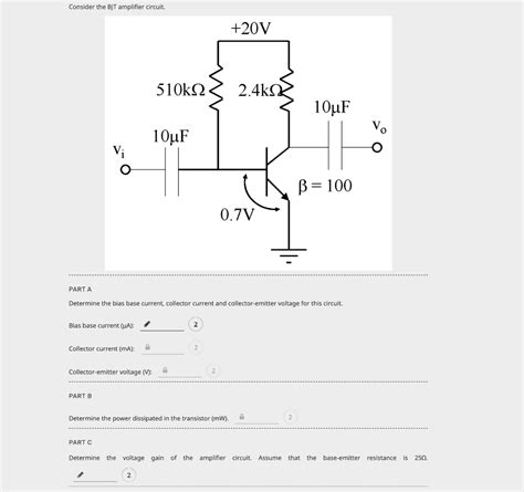 Solved Consider The BJT Amplifier Circuit PART A Determine Chegg
