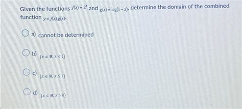 solved given the functions f x 2x ﻿and g x log 1 x