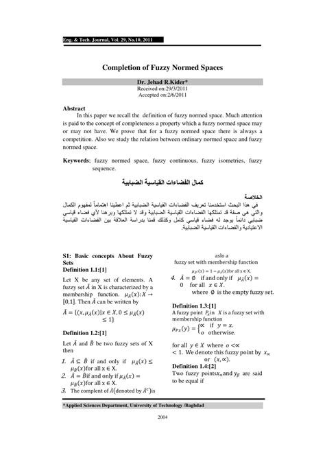 Pdf Completion Of Fuzzy Normed Spaces
