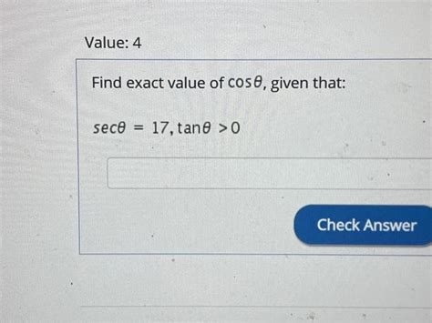 Solved Practice Problem Value Find Two Values Of Chegg Com