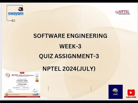 Software Engineering NPTEL July WEEK QUIZ ASSIGNMENT SOLUTION YouTube