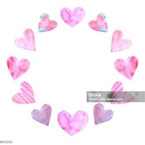 배경 빨간색 분홍색 파란색 검은 색 수채화 하트의 프레임입니다 손으로 그린 생일 발렌타인 데이 인사말 카드 결혼식 인쇄를위한