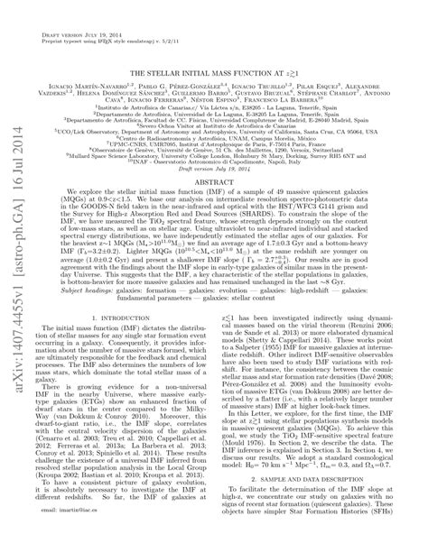 Pdf The Stellar Initial Mass Function At 09