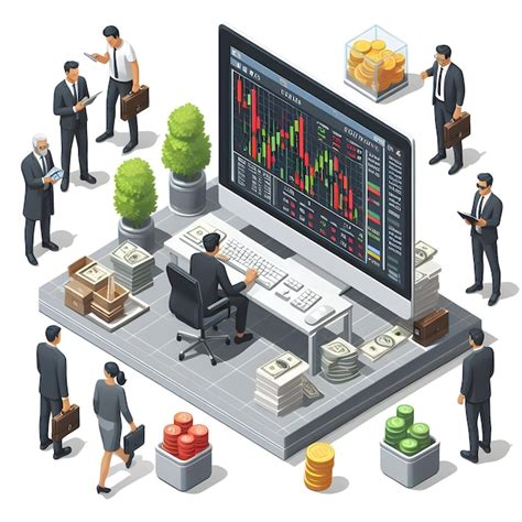 premium photo isometric illustration of a trader at a desk with