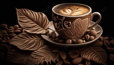 콩과 잎을 넣은 커피 한잔 커피 그림 커피 콩 배경 일러스트 및 사진 무료 다운로드 Pngtree