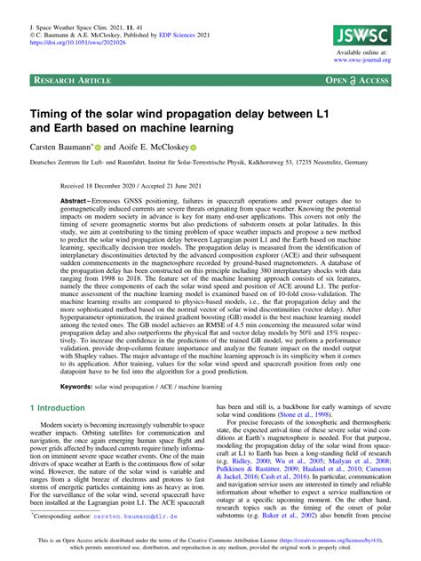 Pdf Timing Of The Solar Wind Propagation Delay Between L1 And Earth