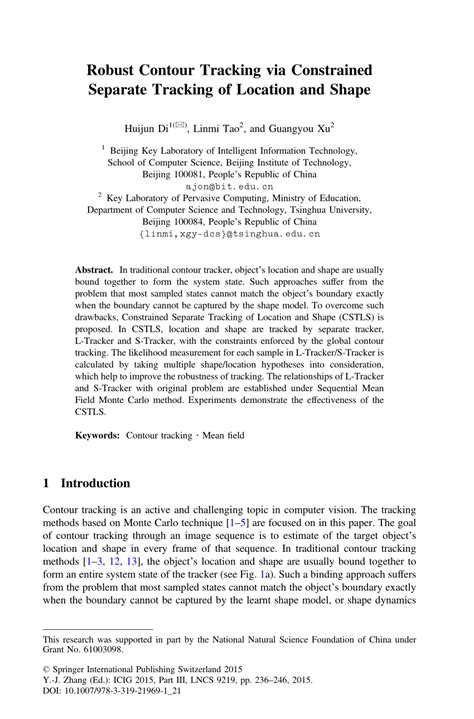 Pdf Robust Contour Tracking Via Constrained Separate Tracking Of