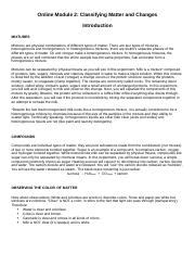 Module 2 Classifying Matter And Changes Docx Online Module 2 Classifying Matter And Changes