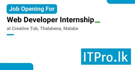 Web Developer Internship At Creative Tub Thalahena Malabe Sri Lanka