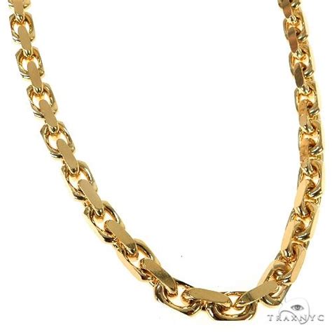 14k Yellow Gold Diamond Cut Solid Cable Link Chain 5mm 22 Inches
